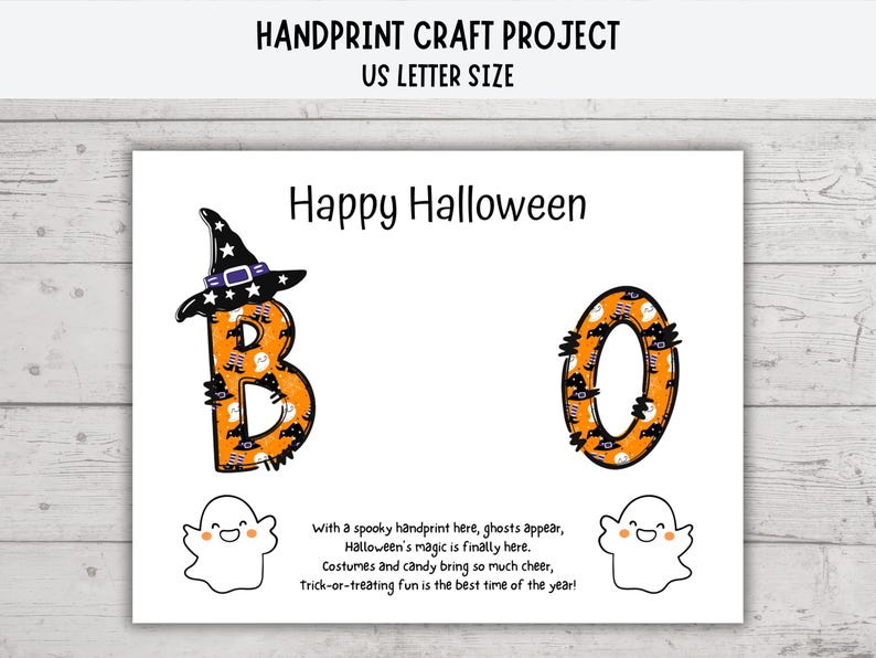 Halloween Handprint Art, BOO Handprint, Happy Halloween Handprint Craft ...