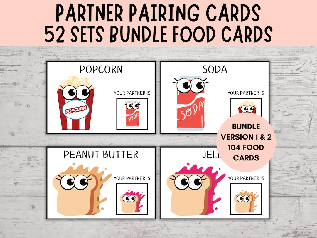 Partner Pairing Cards, Classroom Partner Cards, Pairing Cards, Peanut ...