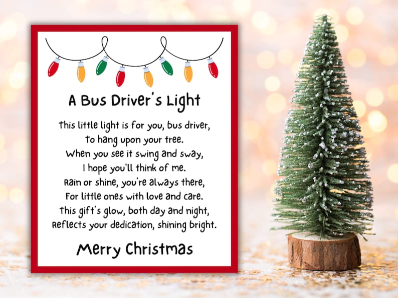 A Bus Driver's Light Card/tag in 3 Sizes, Christmas Tags, Printable ...