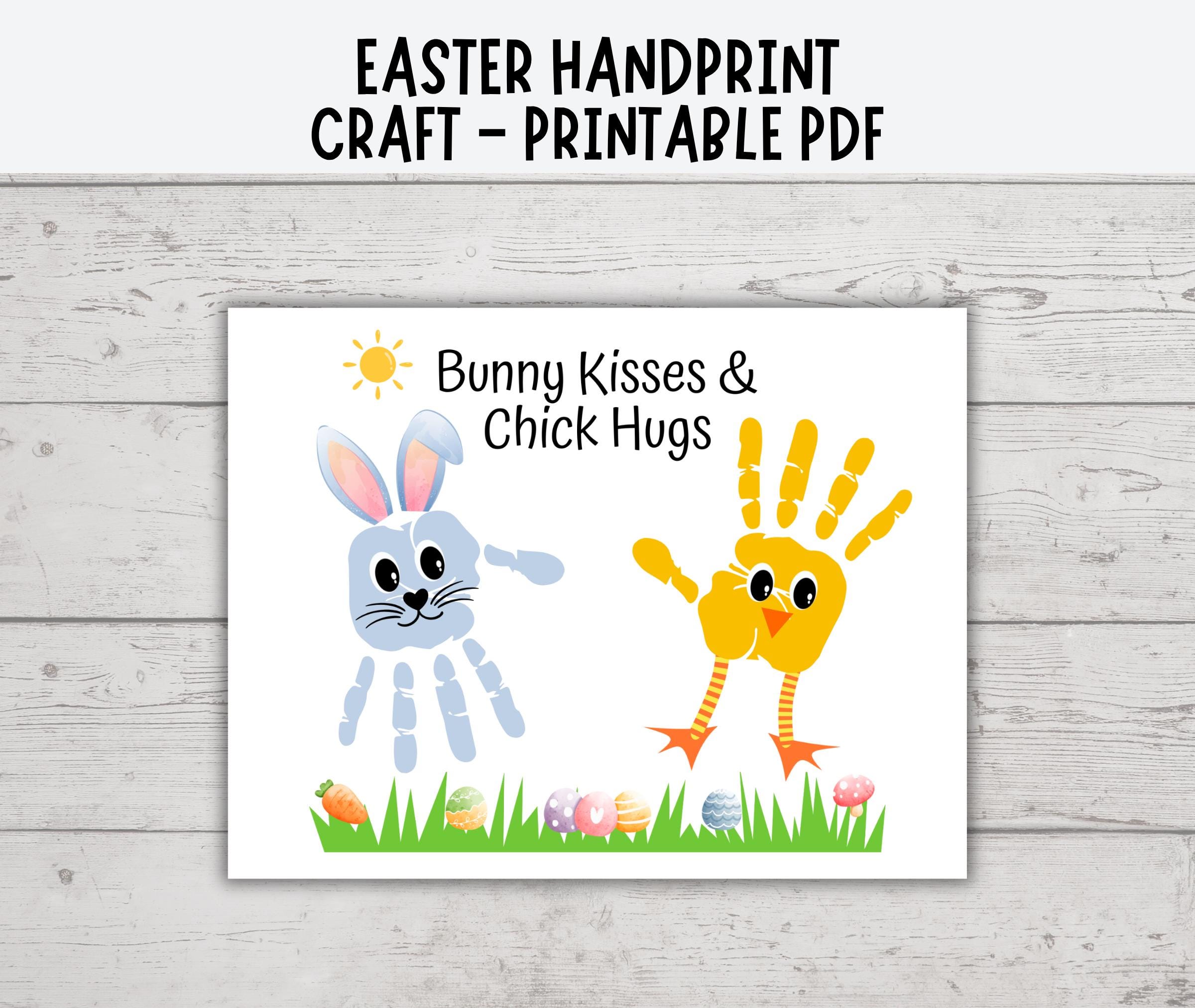 Easter Handprint Craft, Bunny and Chick, Spring Easter Handprint ...
