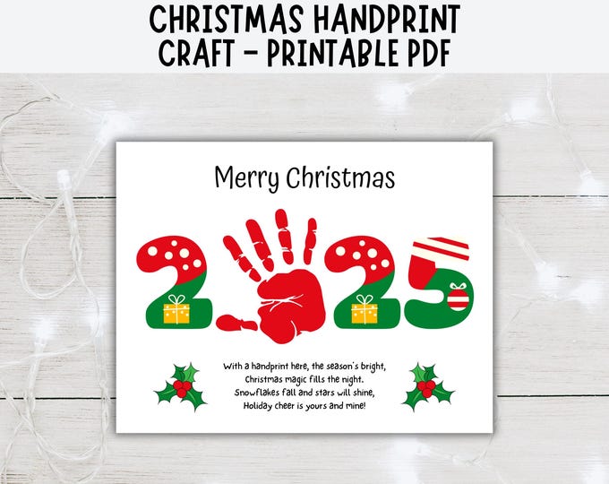 Christmas Handprint Craft 2025, Merry Christmas Handprint Template ...