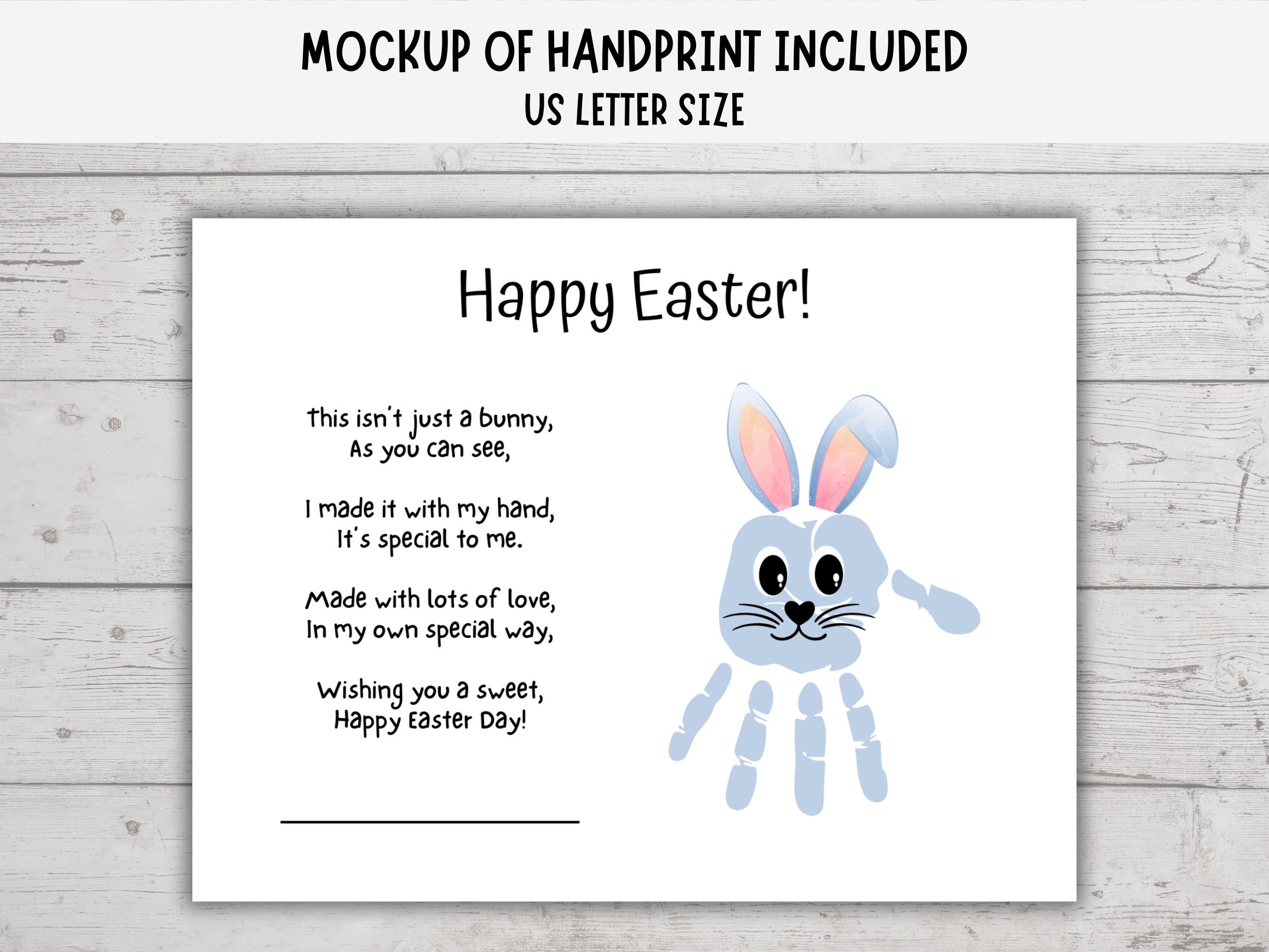 Easter Bunny Handprint Craft, Spring Easter Handprint Template, Easter ...