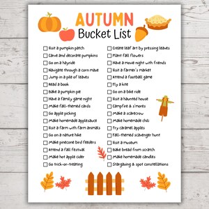 Fall Bucket List Printable, Fall Bucket List Template Editable ...
