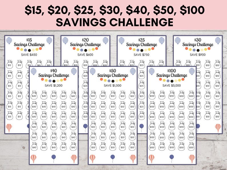 A6 Savings Challenge Printable, Savings Challenge Bundle, A6 Sized Mini ...