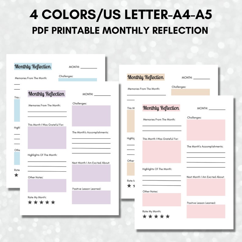 Monthly Review, Monthly Reflection, Monthly Evaluation, Monthly Summary ...