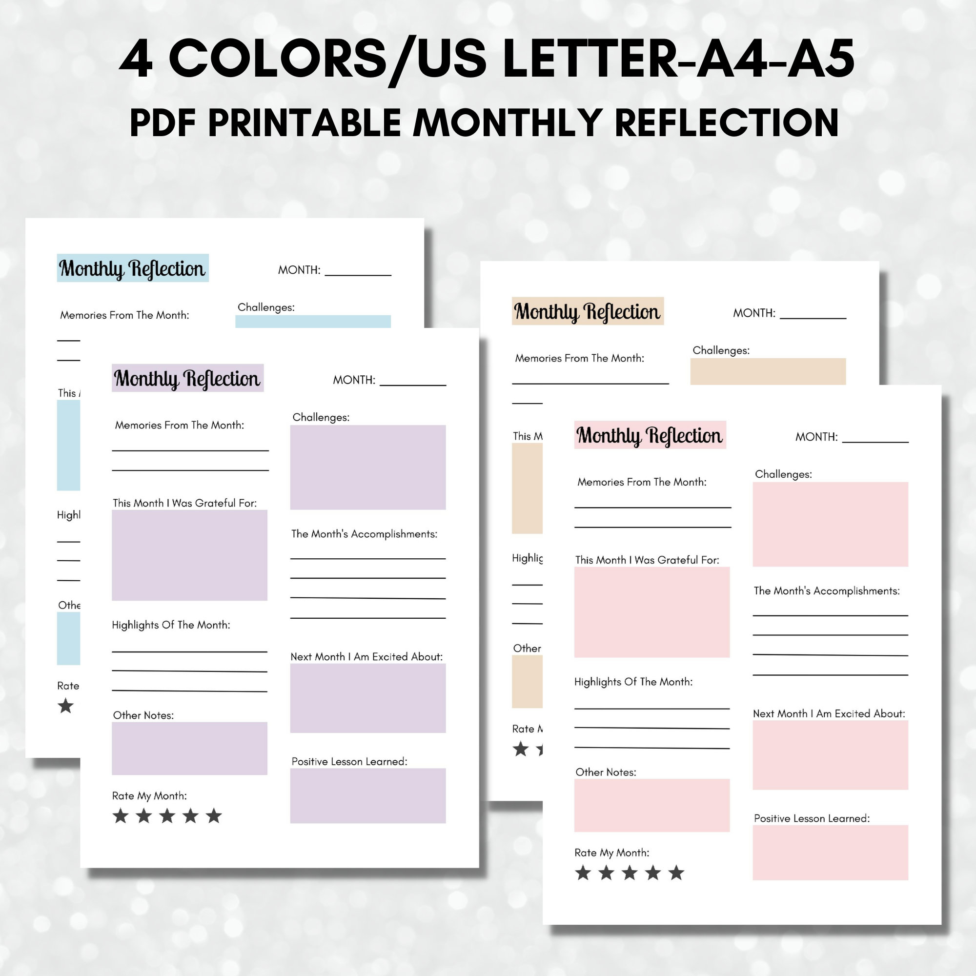 Monthly Review, Monthly Reflection, Monthly Evaluation, Monthly Summary ...