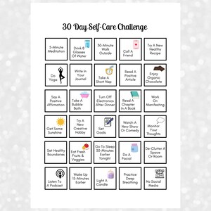30 Day Self-care Challenge Printable PDF Self Care Challenge - Etsy