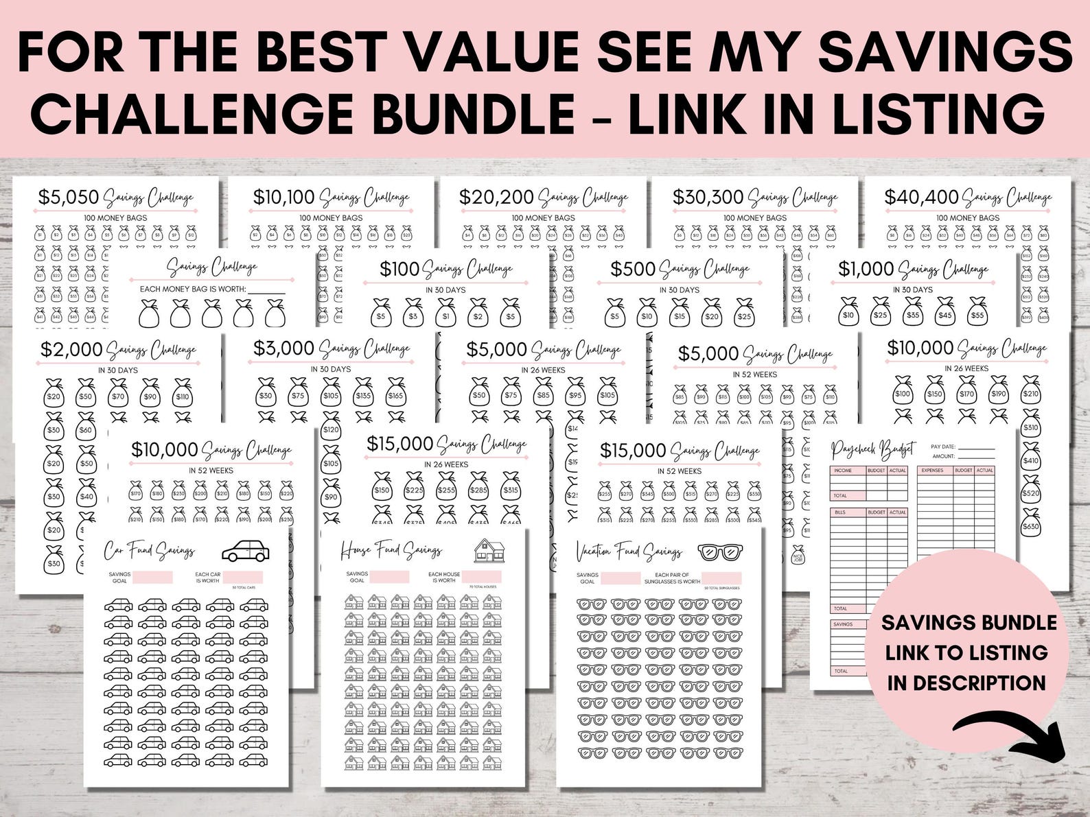 5,000 Savings Challenge 52 Weeks, 5000 Savings Tracker, Finance Tracker ...