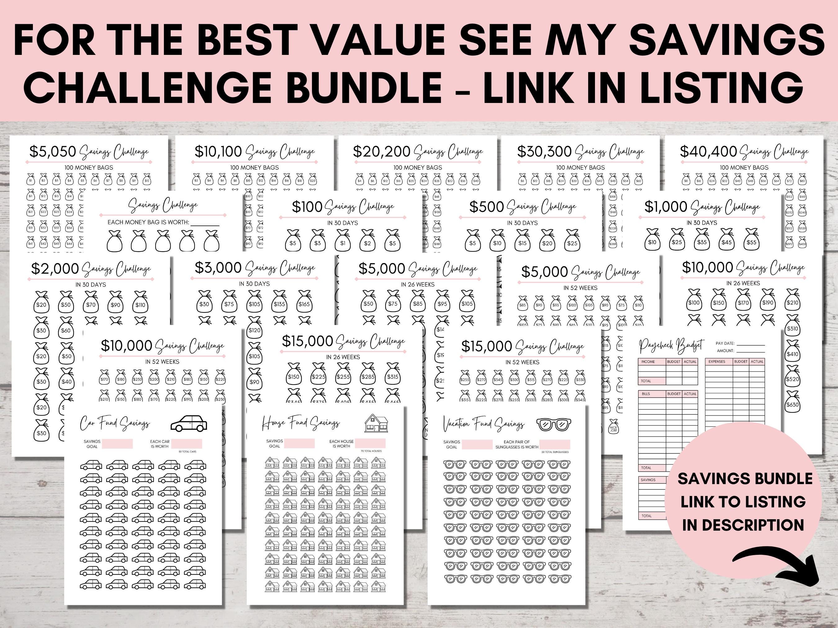 5,000 Savings Challenge 52 Weeks, 5000 Savings Tracker, Finance Tracker ...