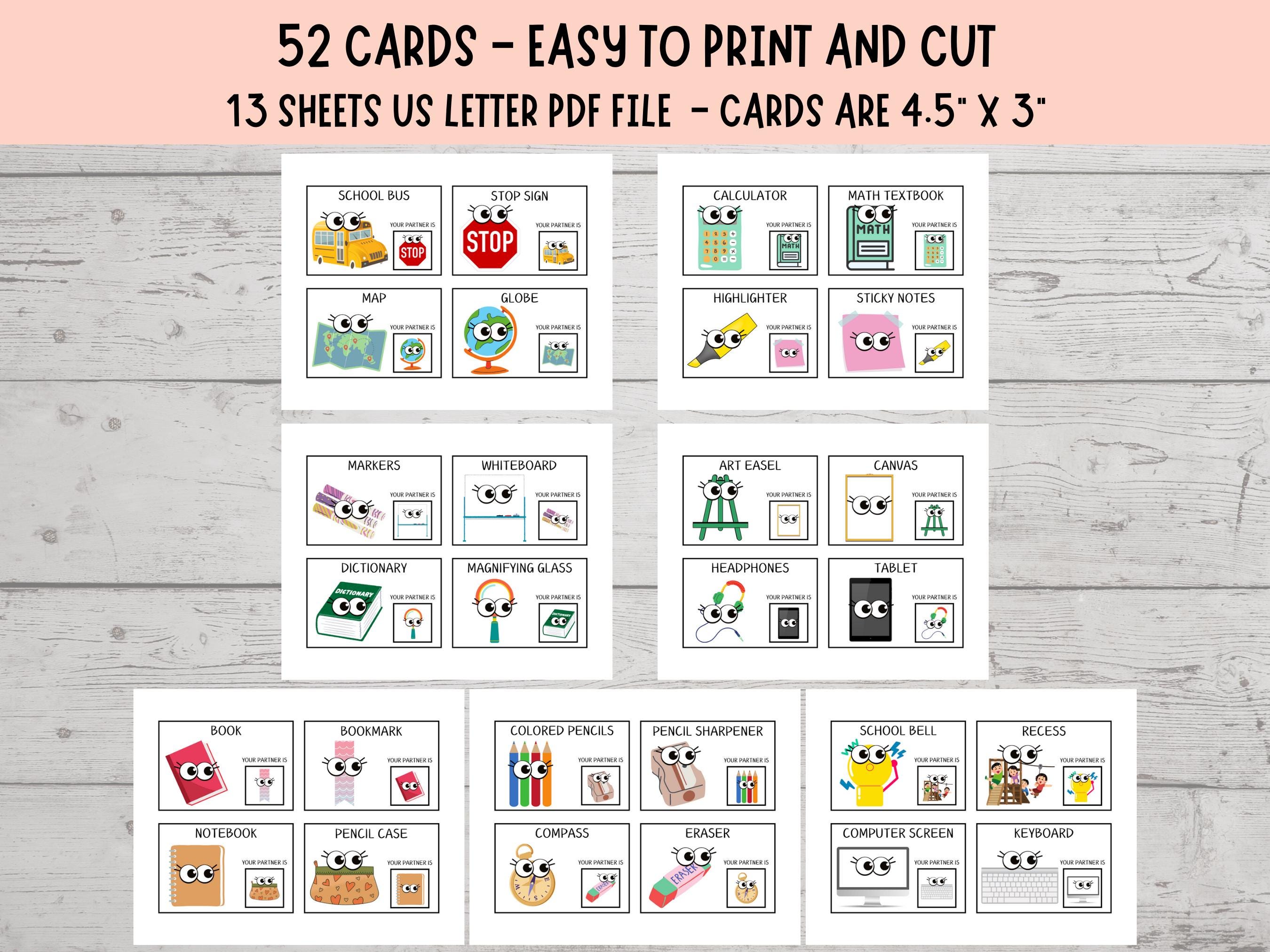 Partner Pairing Cards, Classroom Partner Cards, Pairing Cards, Back to ...