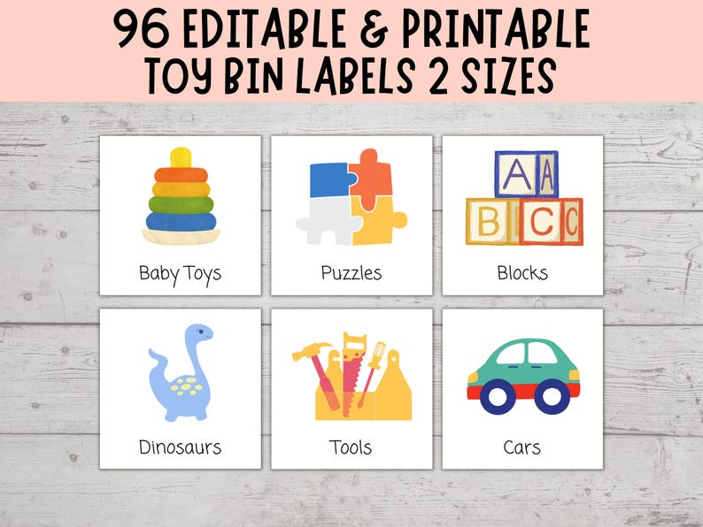 Toy Bin Labels, EDITABLE & PRINTABLE Toy Bin Storage Labels, Visual ...