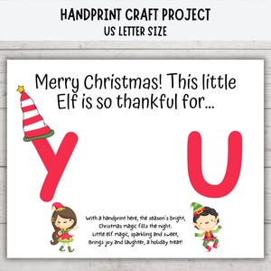 Christmas Handprint Craft, Elf Handprint Template, Merry Christmas ...