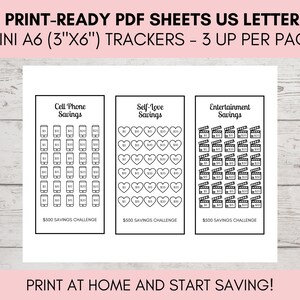 Savings Challenge Printable, A6 Savings Challenge Bundle, A6 Sized Mini ...