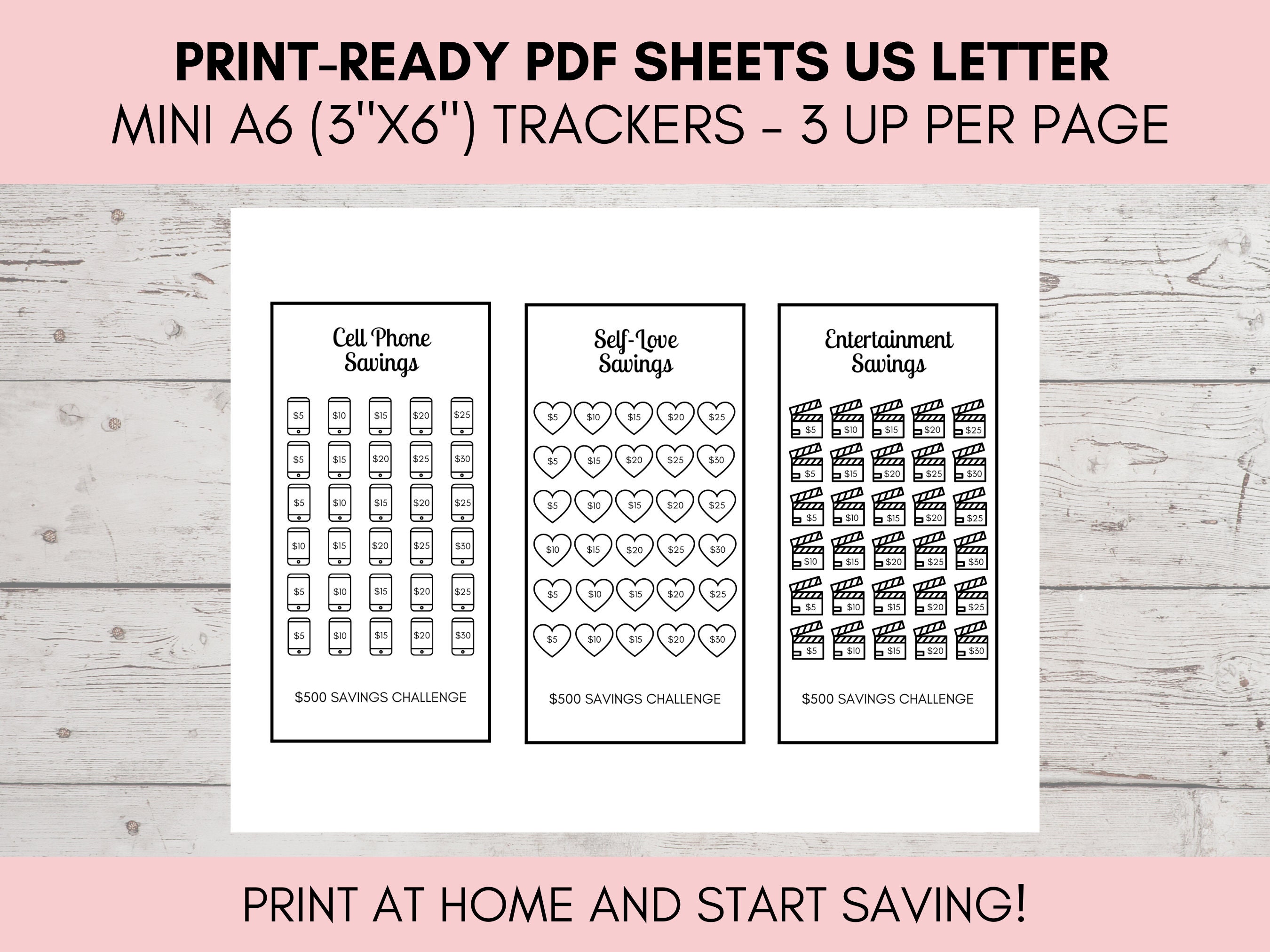 Savings Challenge Printable, A6 Savings Challenge Bundle, A6 Sized Mini ...
