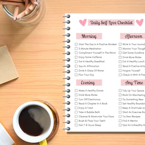 Self Love Checklist Printable PDF, Daily Routine Self Love, Daily Habit ...