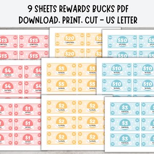 Reward Bucks for Kids, Reward Bucks Printable, Reward Chart, Good ...