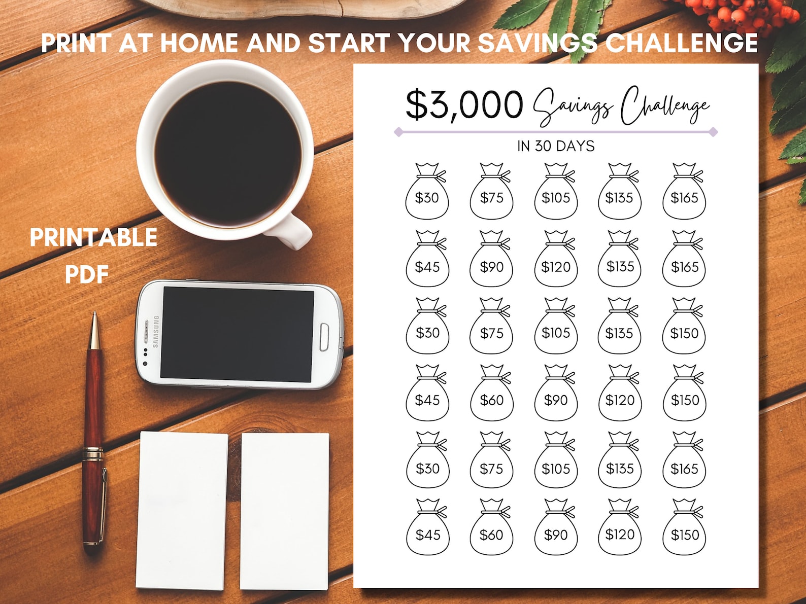 3,000 Money Saving Challenge, Save 3000 in 30 Days, 3000 Savings ...