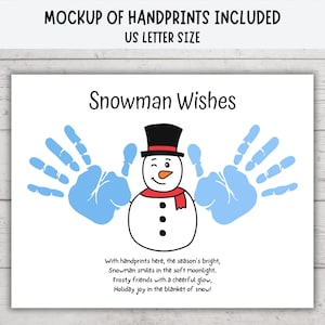 Snowman Handprint Craft, Winter Handprint Template, Merry Christmas ...