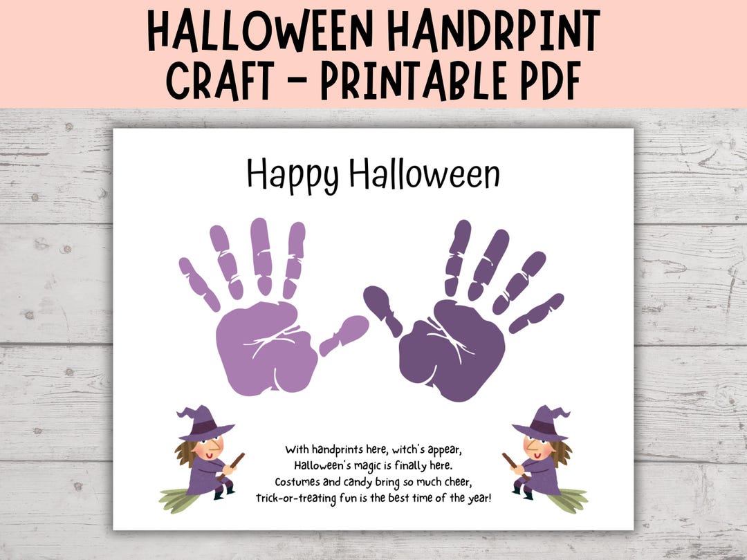 Halloween Handprint Craft, Happy Halloween Witch Handprint Art, Autumn ...