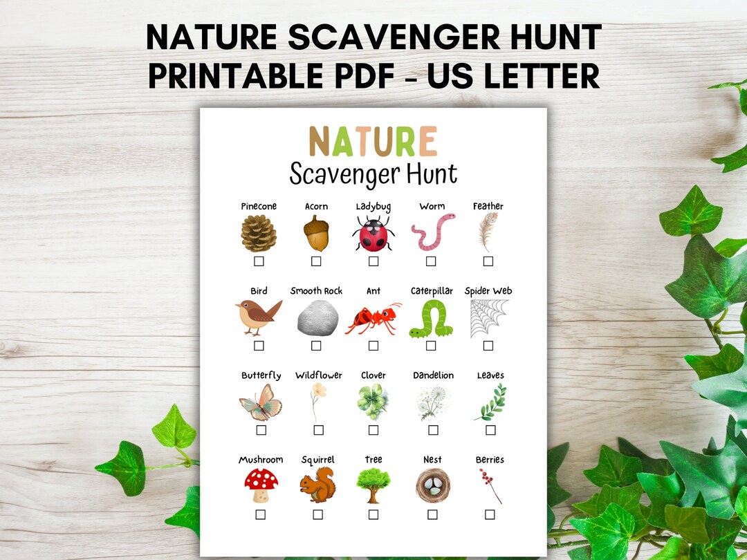 Nature Scavenger Hunt, Outdoor Treasure Hunt for Kids, Outdoor ...