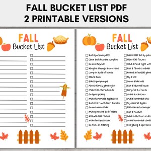 Fall Bucket List Printable, Fall Bucket List Template Editable ...