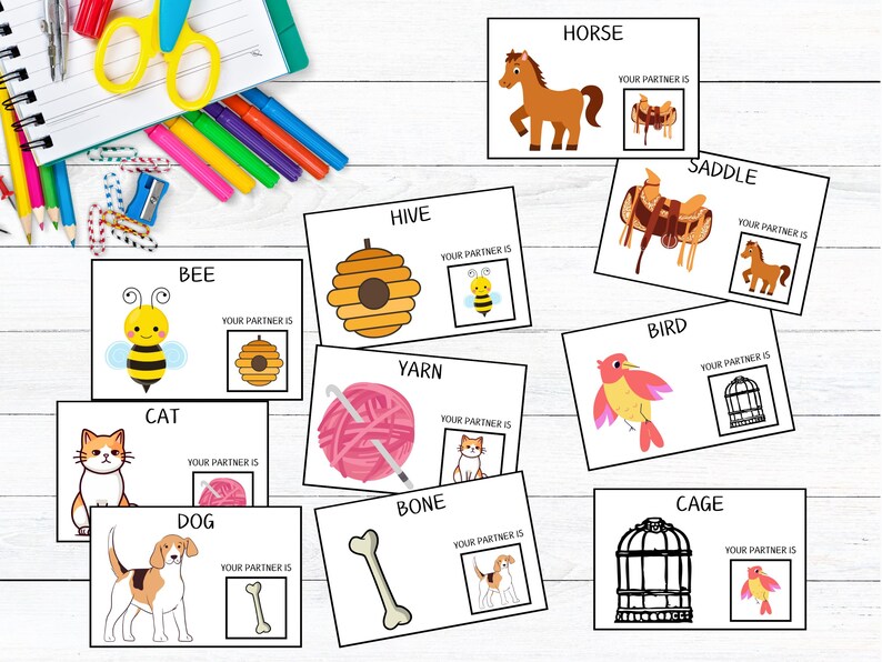 Partner Pairing Cards, Animals Pairing Cards, Classroom Partner Cards ...