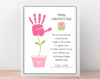 Five Little Hearts Handprint Craft, Valentines Day Handprint Art for ...