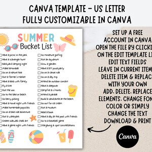 Summer Planner Bundle for Kids, Printable Editable Canva Templates ...