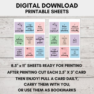 Positive Affirmation Cards Printable, Daily Affirmations for Success ...