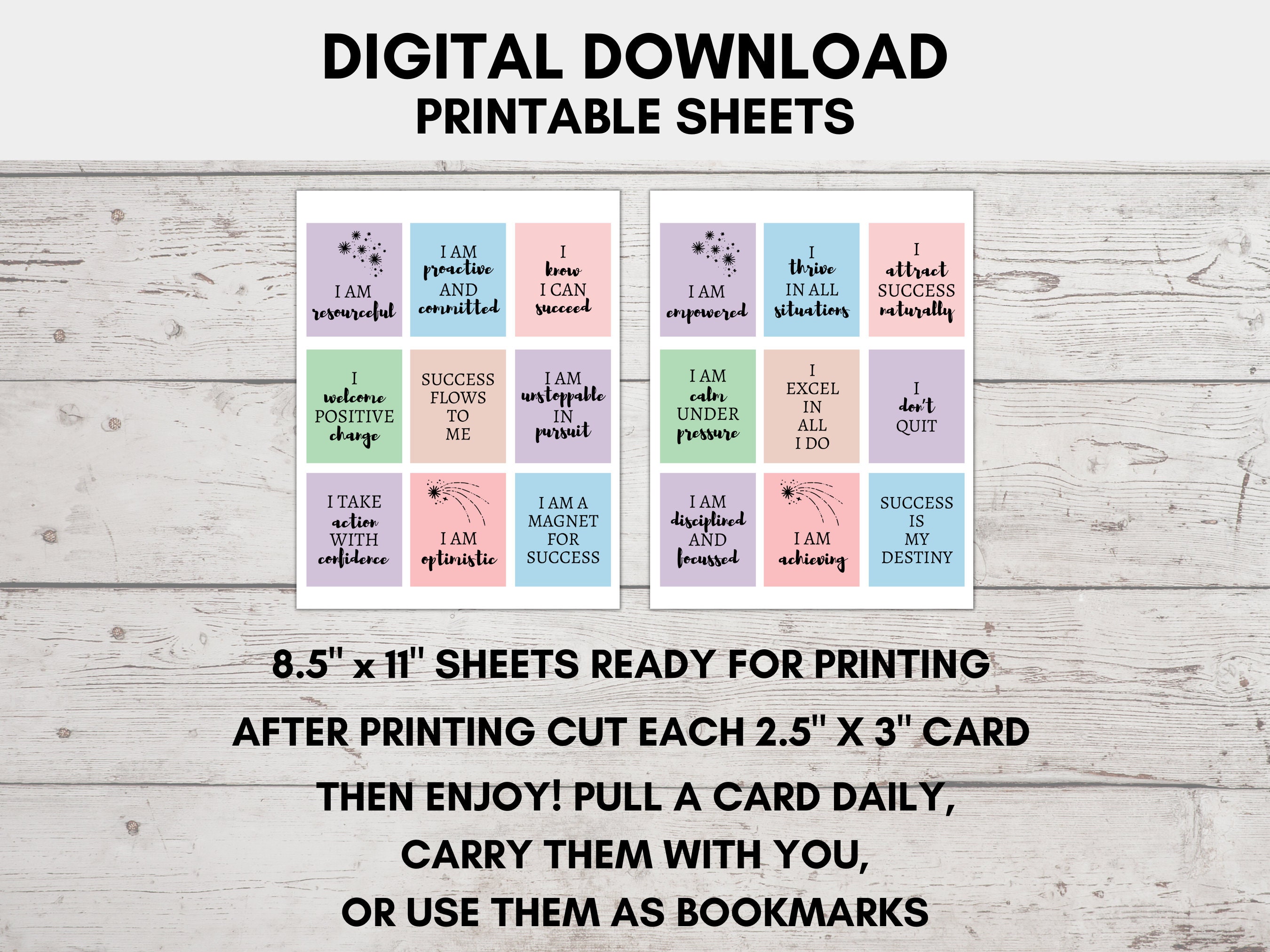 Positive Affirmation Cards Printable Daily Affirmations for - Etsy