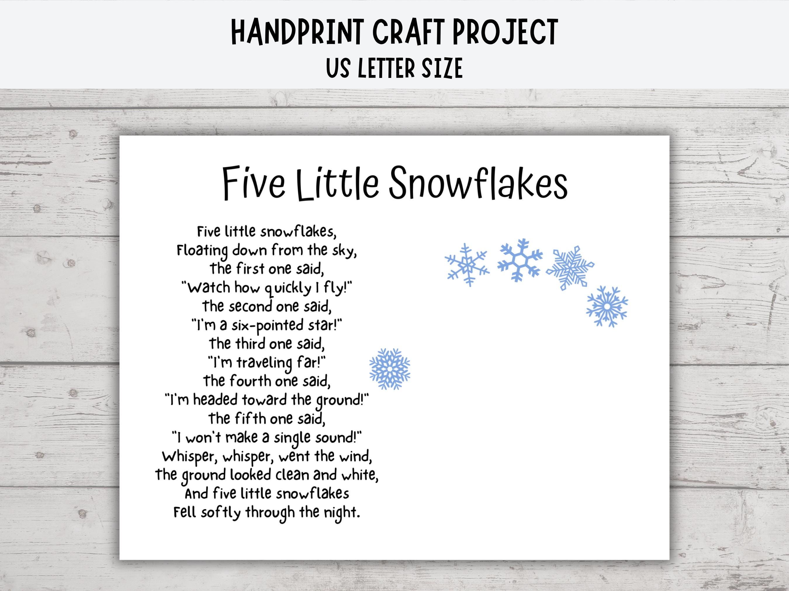 Five Little Snowflakes Handprint Craft, Snowflakes Handprint Art ...
