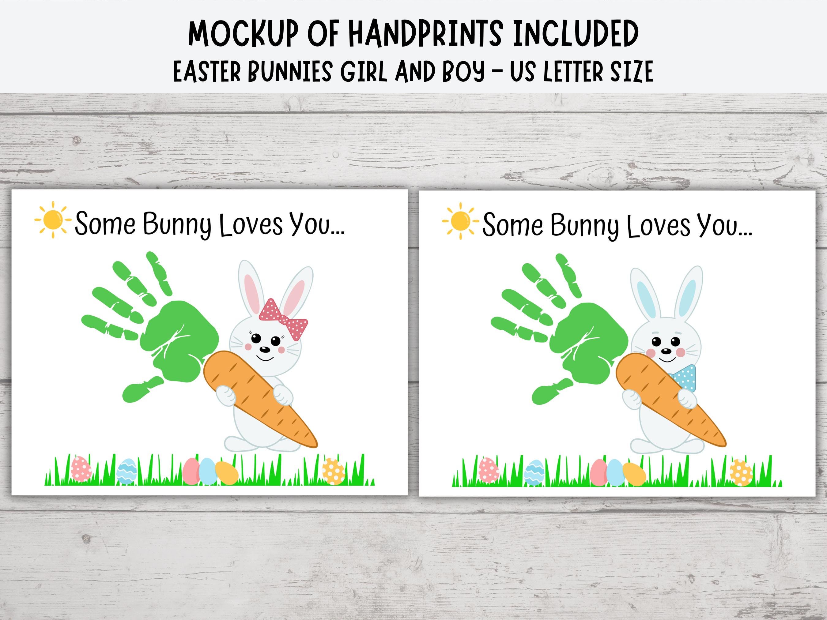 Easter Bunny Handprint Craft, Some Bunny Loves You Template, Spring ...