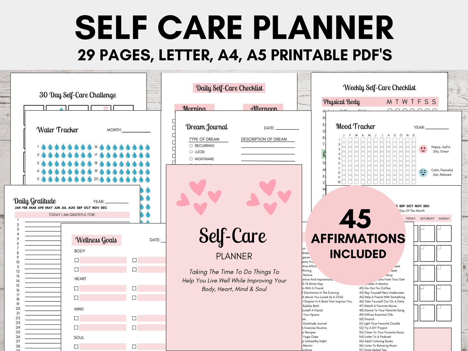 Daily Self Care Planner, Self Reflection, Sleep Mood Routine Tracker ...