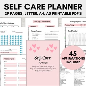 Daily Self Care Planner, Self Reflection, Sleep Mood Routine Tracker ...