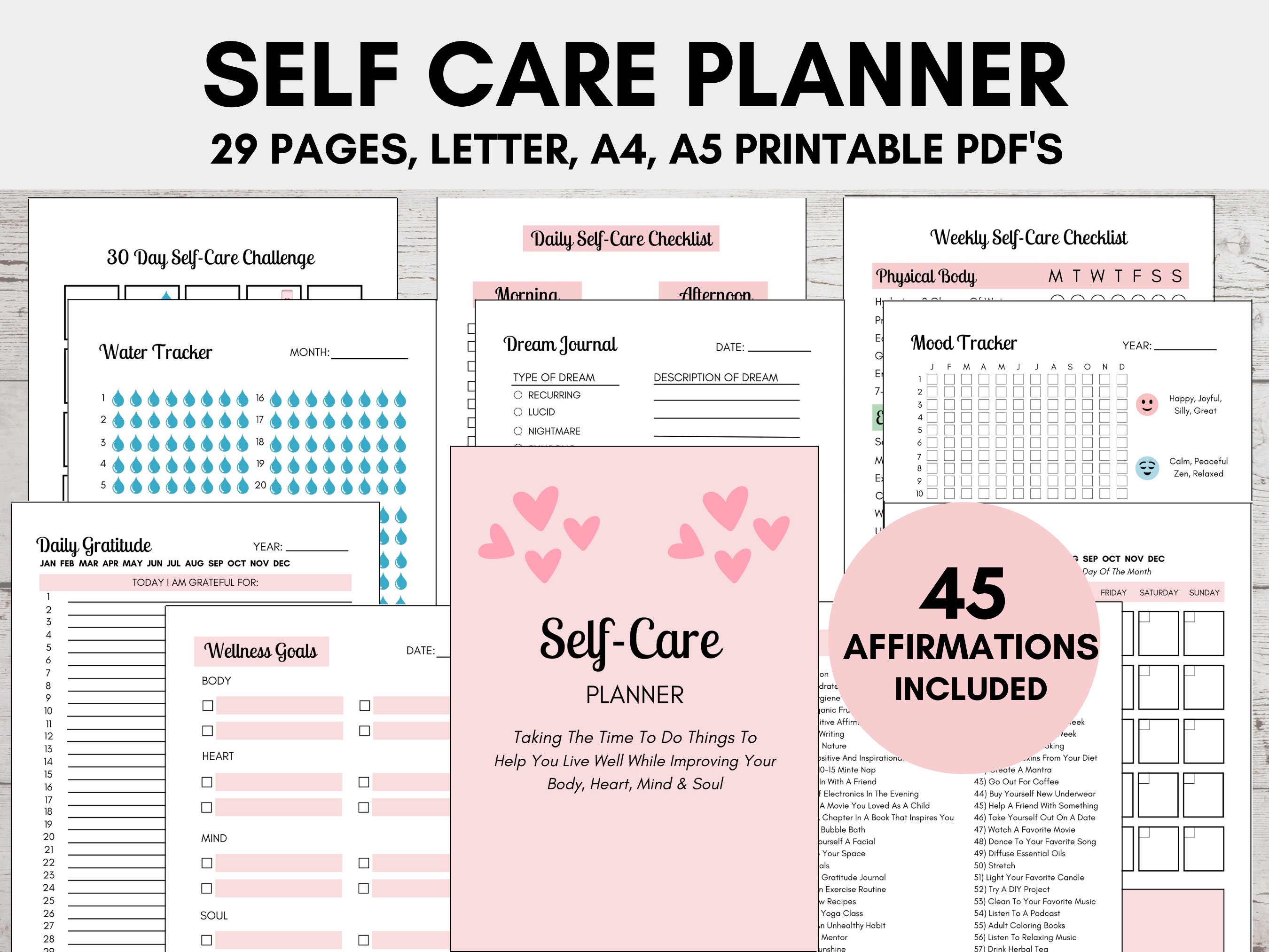 Daily Self Care Planner, Self Reflection, Sleep Mood Routine Tracker ...