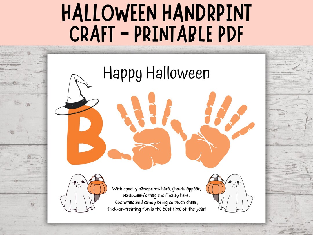 Halloween Handprint Craft, BOO, Happy Halloween Handprint Art, Autumn ...