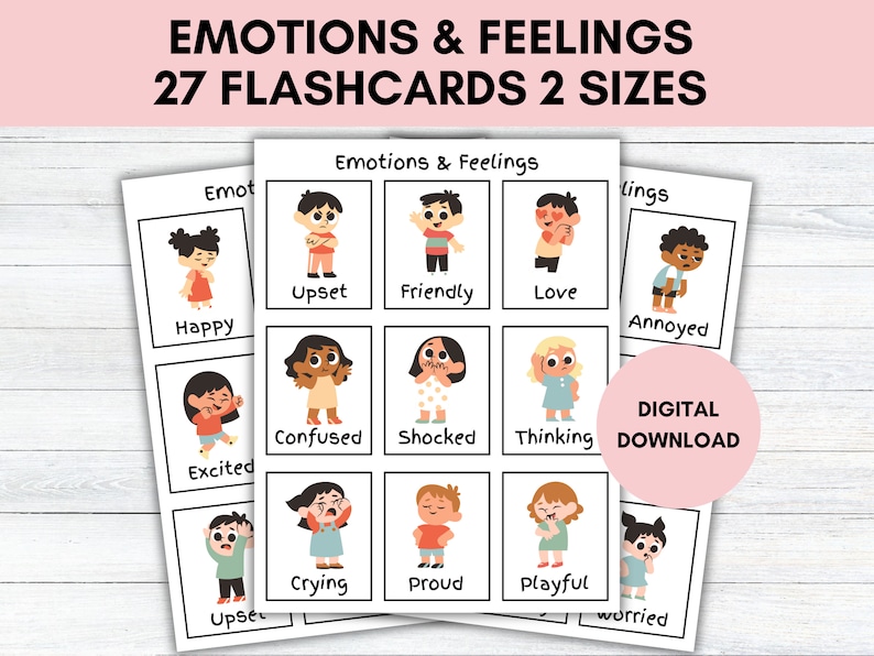 Emotions Flashcards, Feelings Flash Cards, Flashcard Printable ...