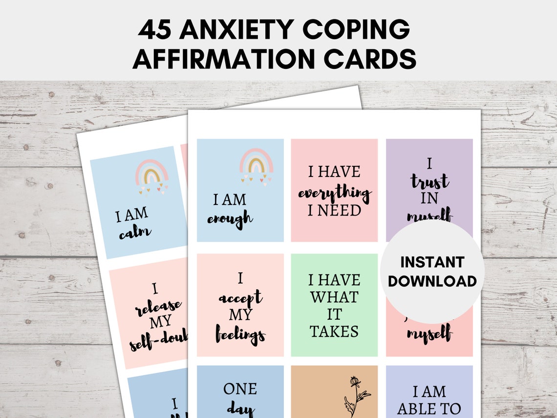 Anxiety Coping Cards, Affirmation Cards Printable, Anxiety Cards ...