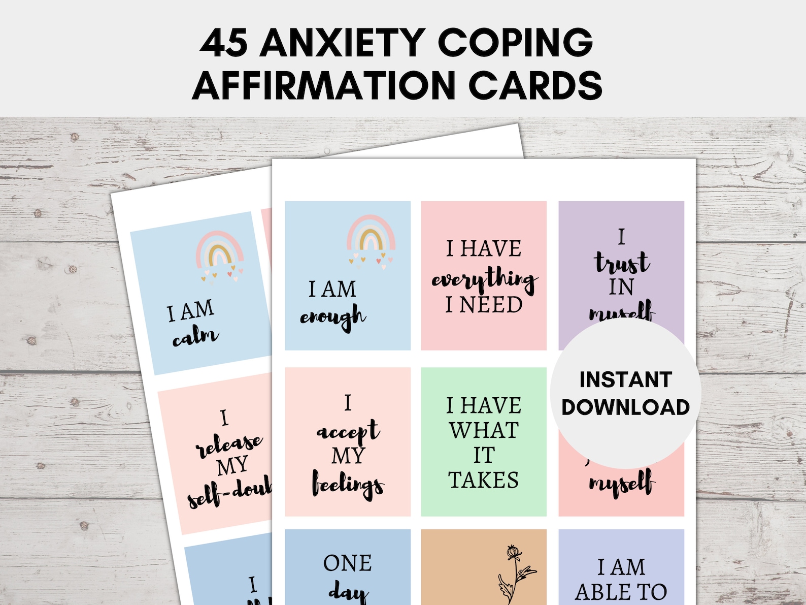 Anxiety Coping Cards, Affirmation Cards Printable, Anxiety Cards ...