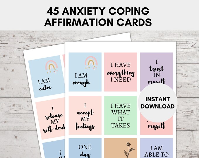 Anxiety Coping Cards, Anxiety Affirmation Cards, Anxiety Flash Cards ...