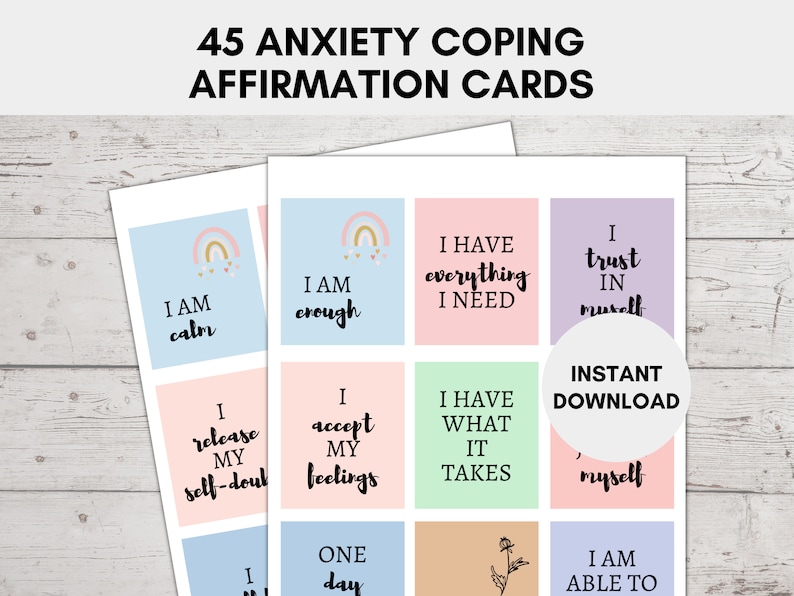 Anxiety Coping Cards, Affirmation Cards Printable, Anxiety Cards ...