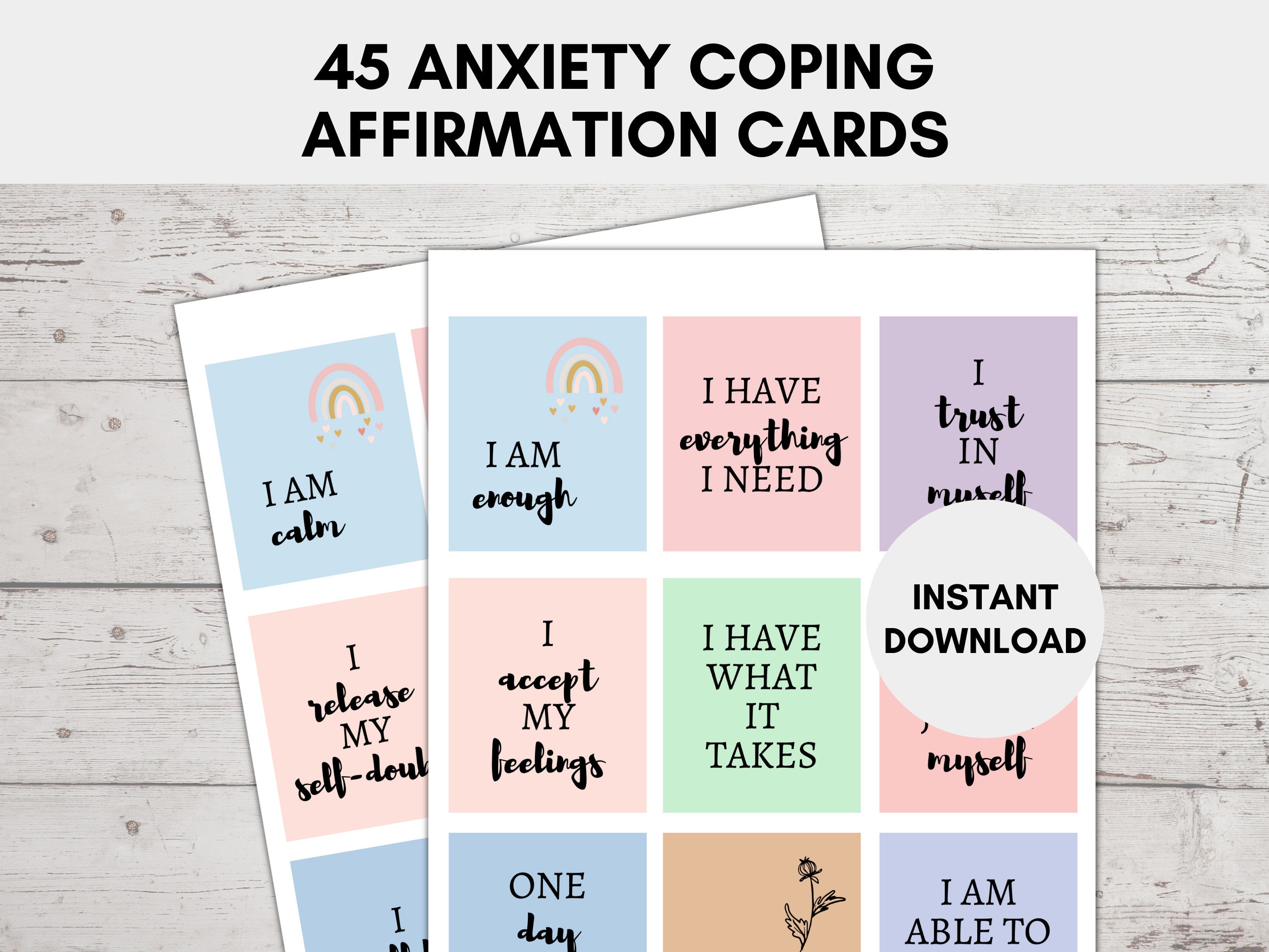 Anxiety Coping Cards, Affirmation Cards Printable, Anxiety Cards ...