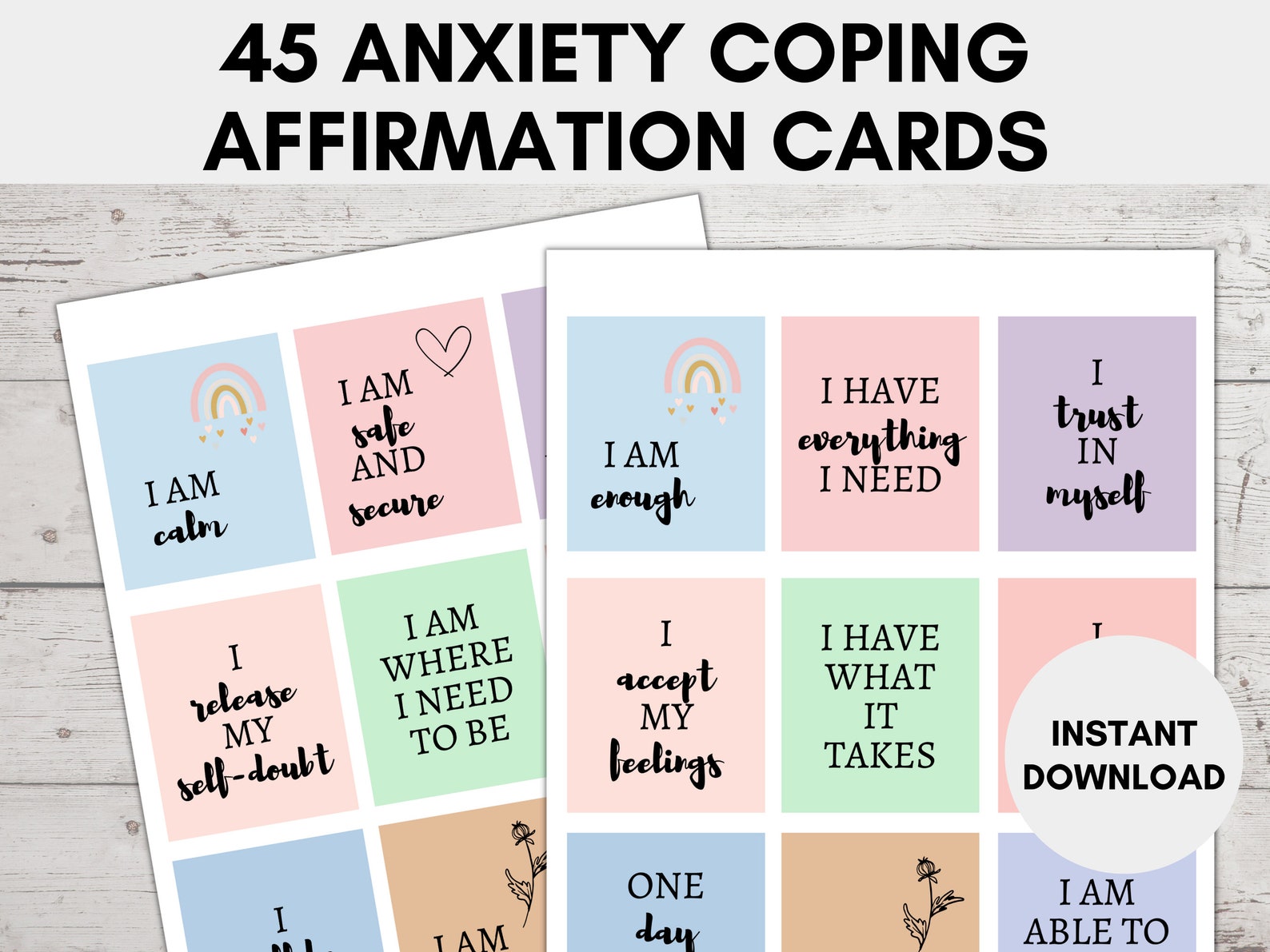 Anxiety Coping Cards Affirmation Cards Printable Anxiety - Etsy