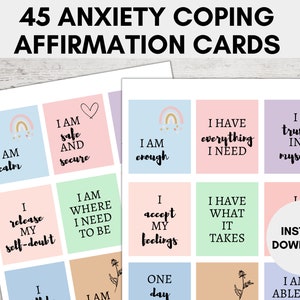 Anxiety Coping Cards Affirmation Cards Printable Anxiety - Etsy