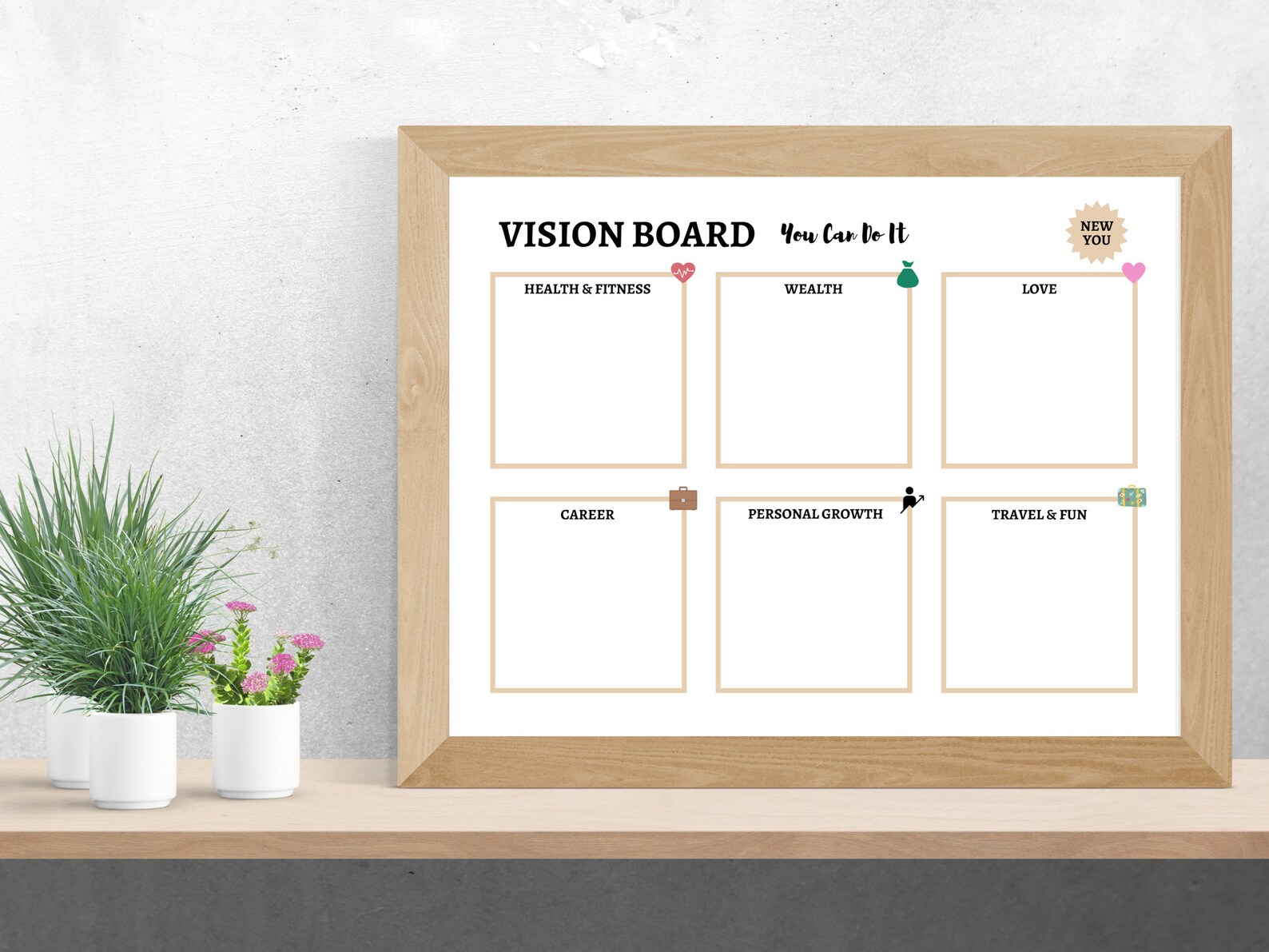 Vision Board Template, Goal Board, Dream Board, Instant Download 300 ...