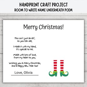Christmas Handprint Craft, Elf Handprint Template, Merry Christmas ...