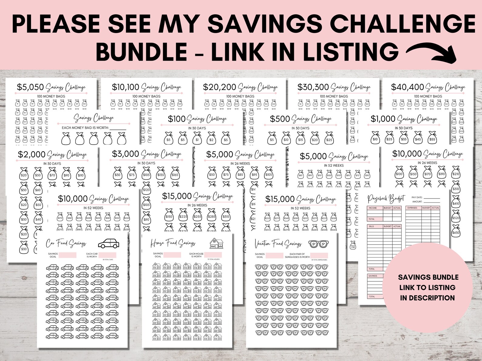 2,000 Savings Challenge, Save 2000 in 30 Days, 2000 Savings Tracker ...
