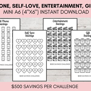 Savings Challenge Printable A6, Savings Challenge Bundle, A6 Sized Mini ...