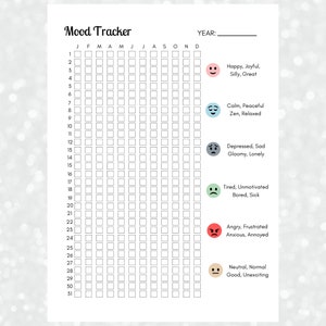 Mood Tracker Printable, Daily Emotions Mood, Feelings Journal, Self ...