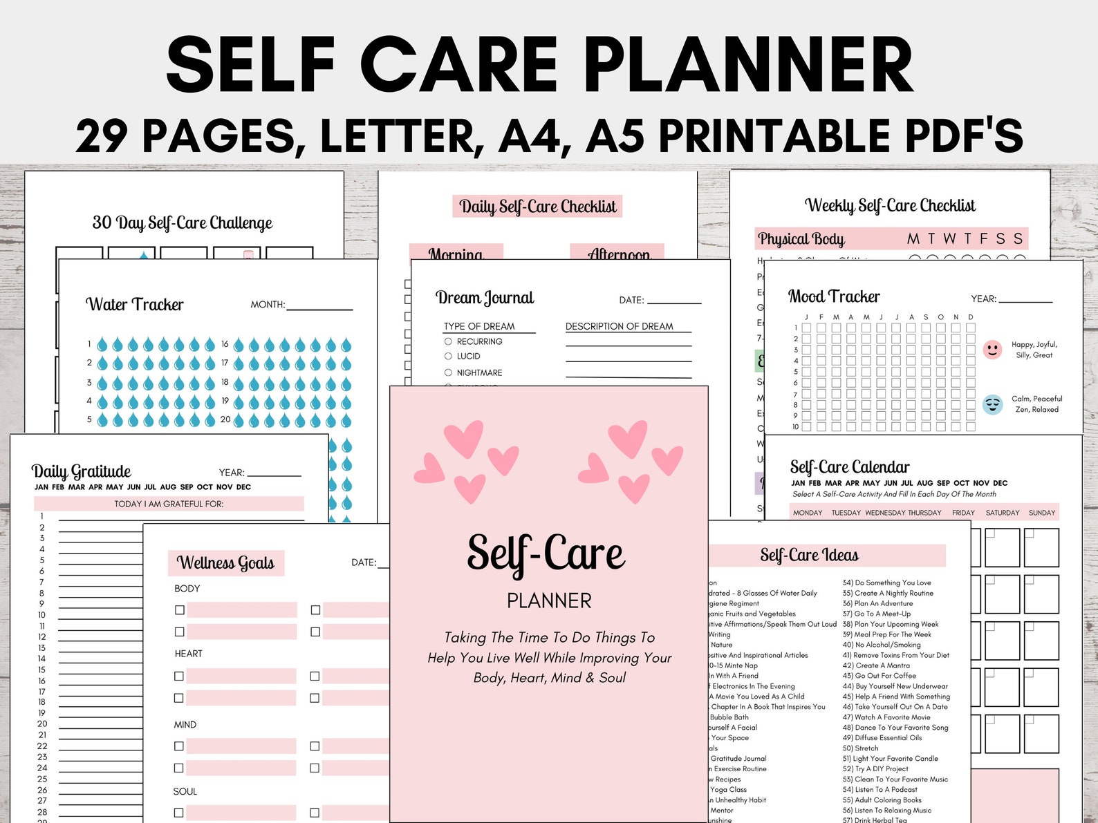Daily Self Care Planner Self Reflection Sleep Mood Routine - Etsy
